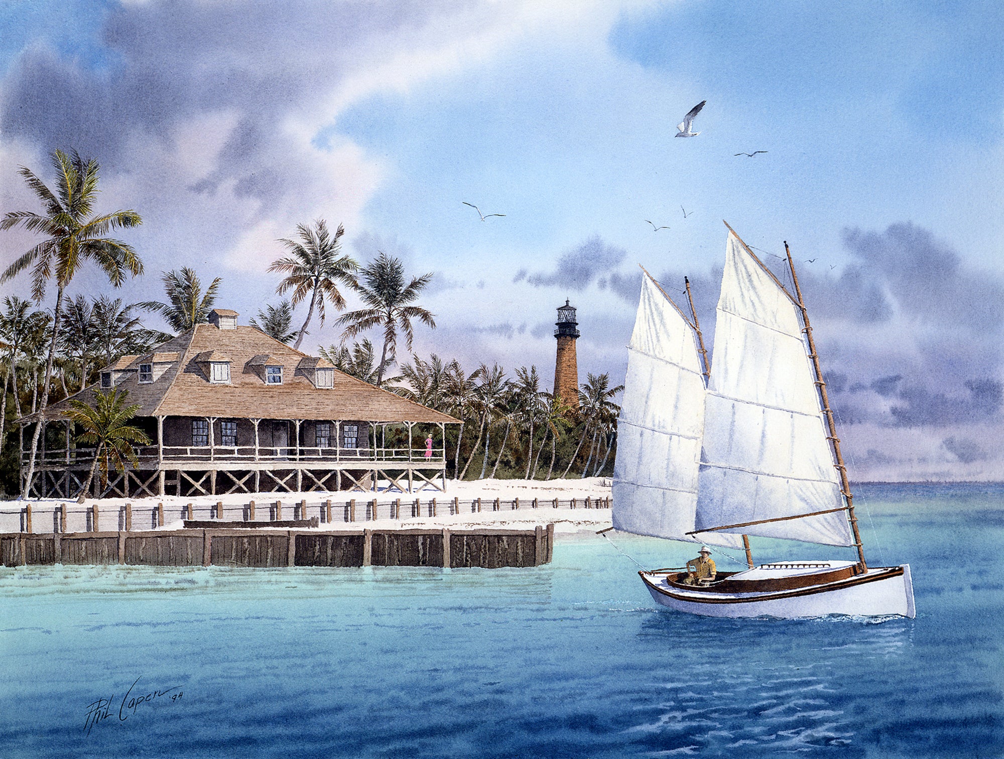 The Egret at Cape Florida - South Miami Art Festival Poster – Phil ...